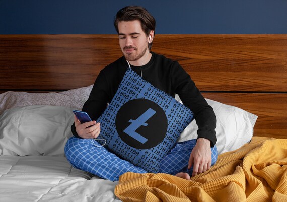 Litecoin Binary Code Pillow LTC Blue Cryptocushion Home - Etsy