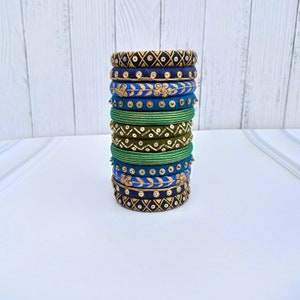 Unique Handmade Bangles Are Craft With Sequence,cotton Thread, Mirror ...