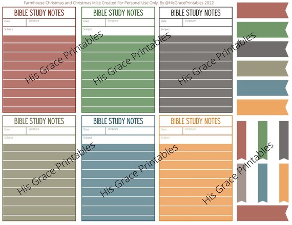 Bible Journaling Cards With Bonus Flags Each Page Has Cards | Etsy