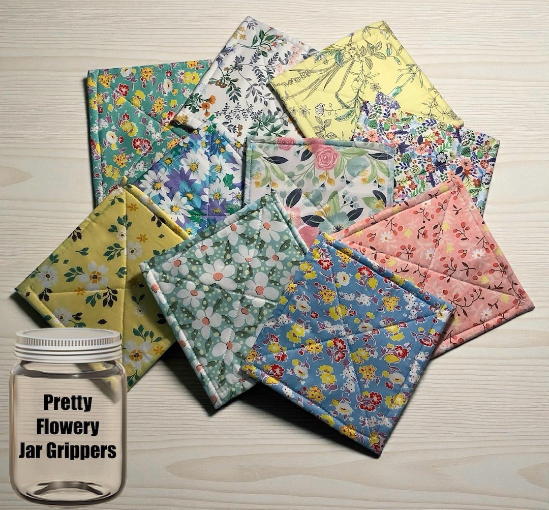 Flower Fabric Jar Gripper - Padded Rubber Backing, Arthritis Aid - Etsy