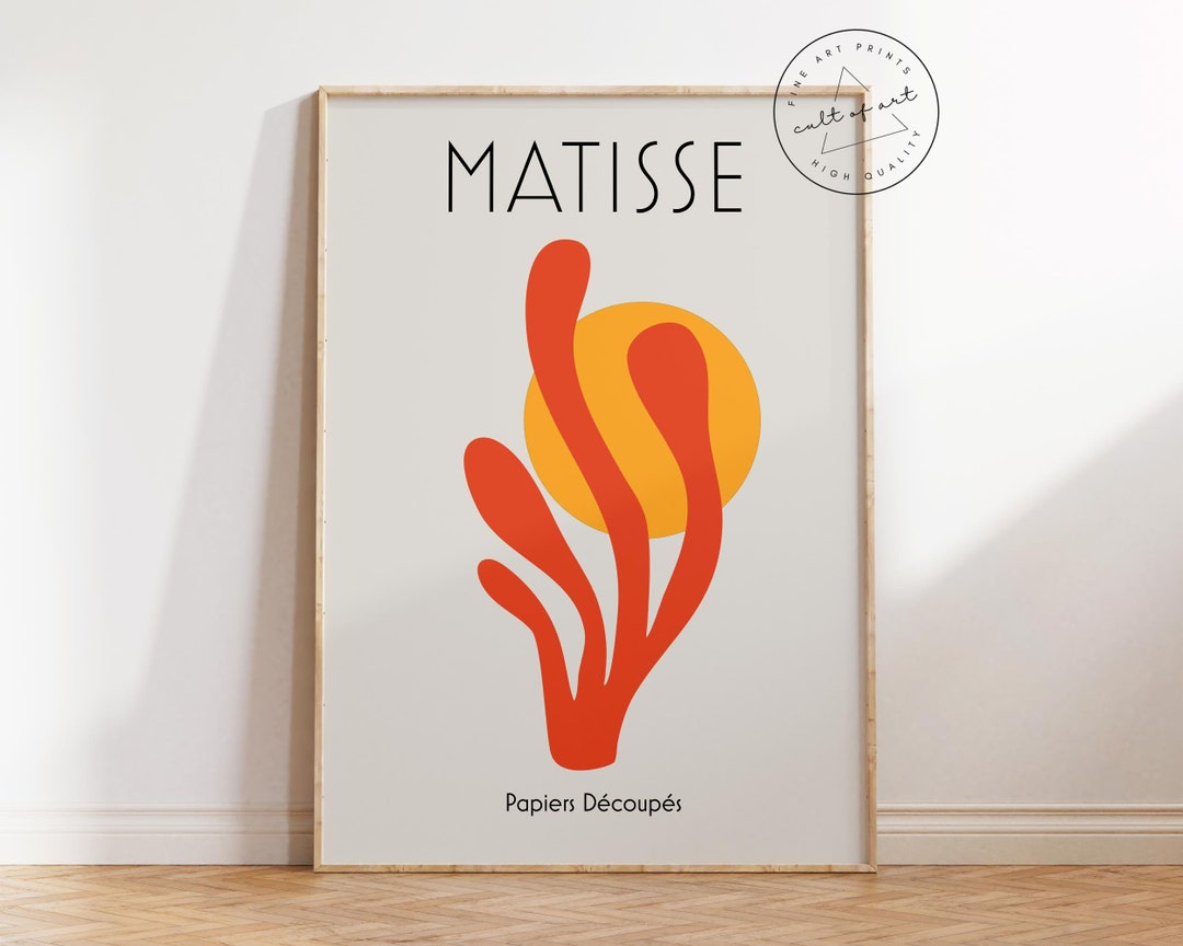 Henri Matisse Art Print, Red Paper Cut Out Wall Art, Vintage Famous ...