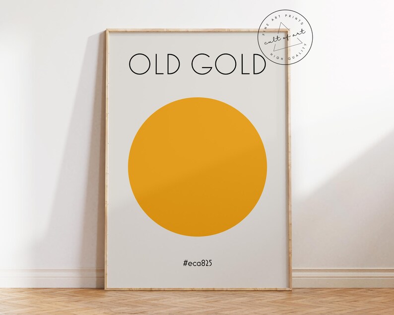 Pantone Old Gold Colour Print With Hex Code Round Shape - Etsy