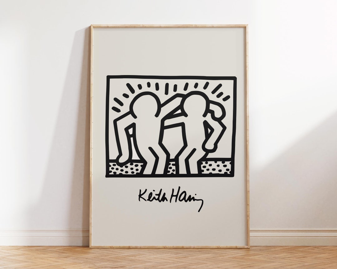 Keith Haring Print, Cartoon Style Wall Art, Minimal Pop Art Poster ...