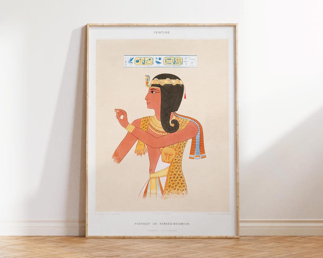 Ancient Egyptian Print, Pharaoh Portrait Ramses II, Historical Artwork ...