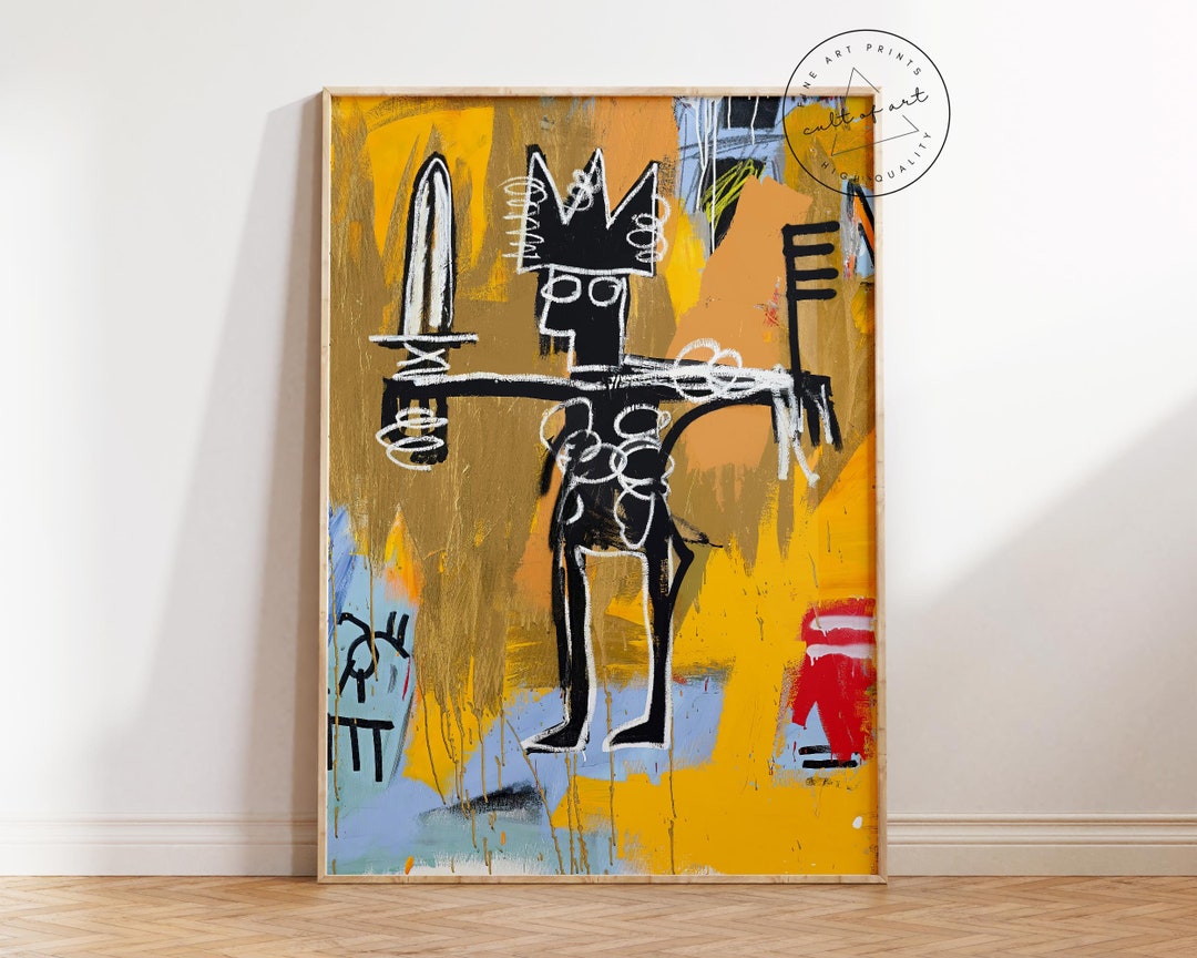 Jean-michel Basquiat Print Gold Yellow Wall Art Abstract - Etsy