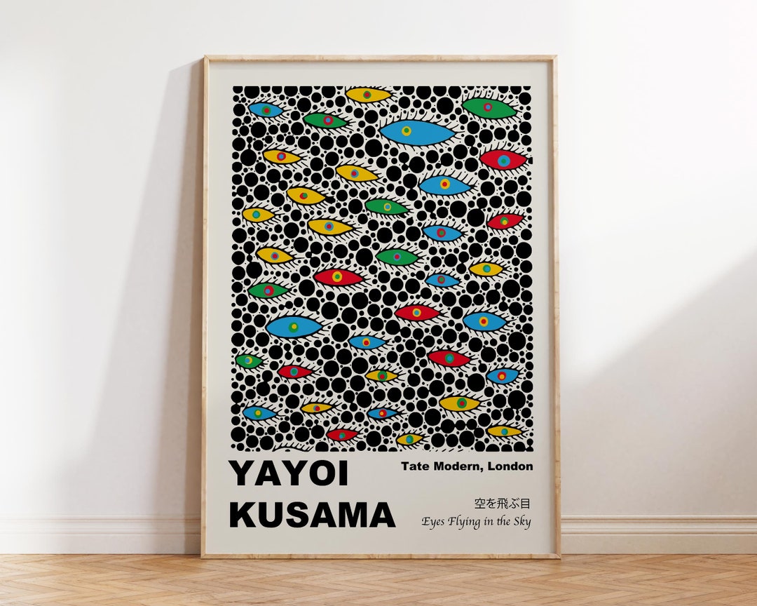 Yayoi Kusama Print, Modern Japanese Wall Art, Eyes Flying in the Sky ...
