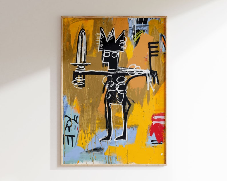 Jean-michel Basquiat Print Gold Yellow Wall Art Abstract - Etsy