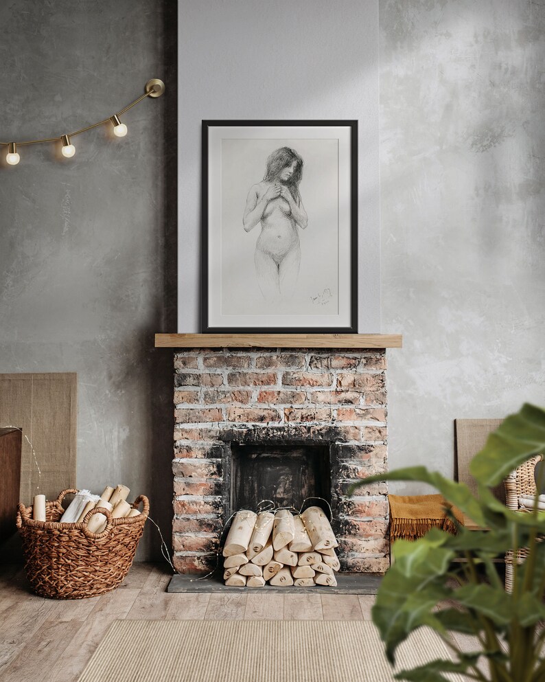 Vintage Nude Female Art Print By Frank Duveneck Antique Black Etsy