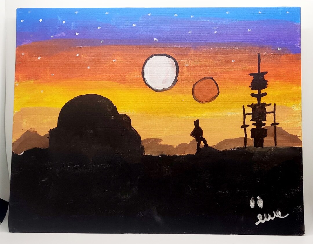 Tatooine Sunset, Star Wars Art, Luke Skywalker, Sunset Art, Sci-fi ...