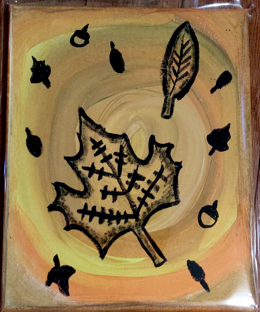 Stitched Leaves Painting - Etsy