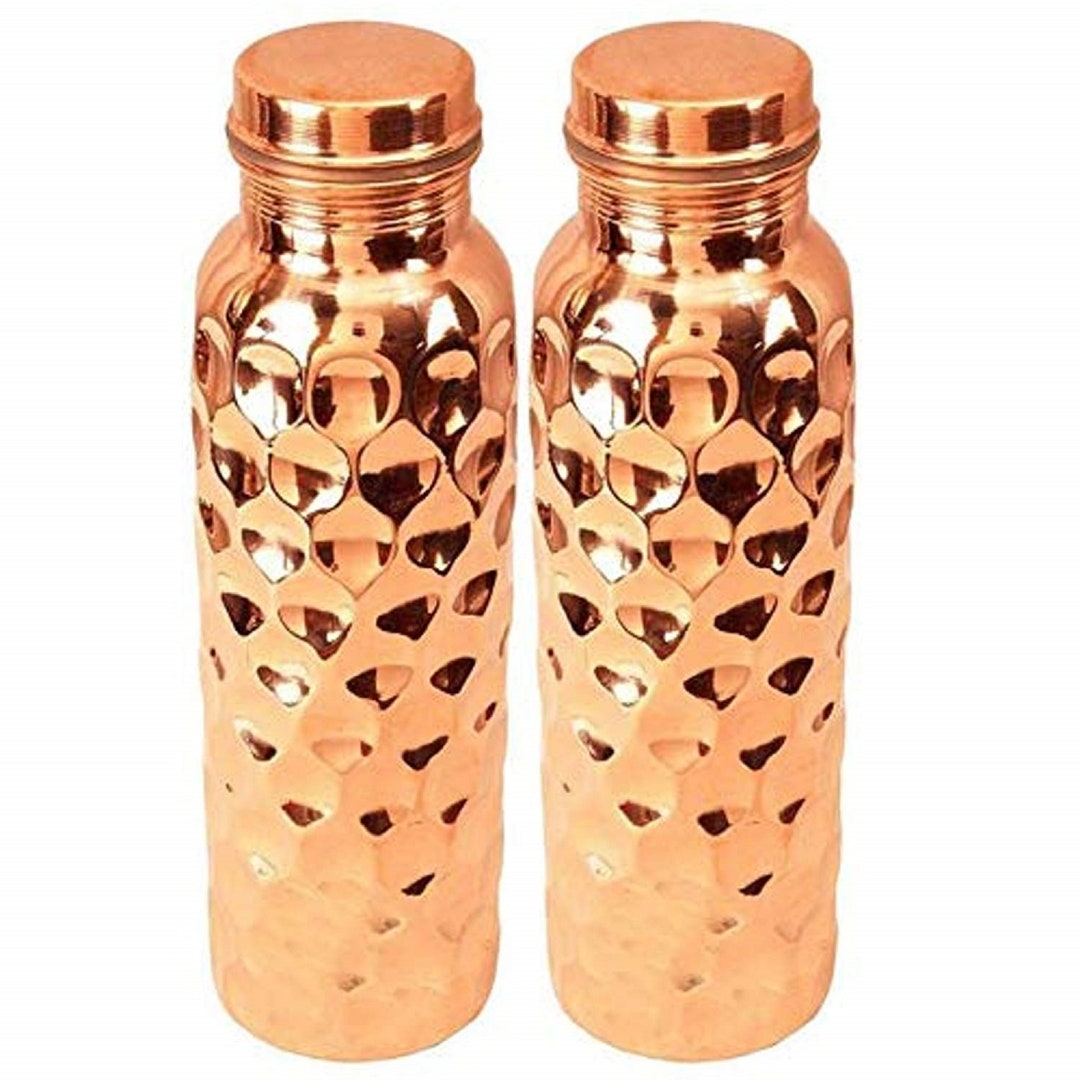 Handicraft World Copper Water Bottle 1L Set of 2 - Etsy