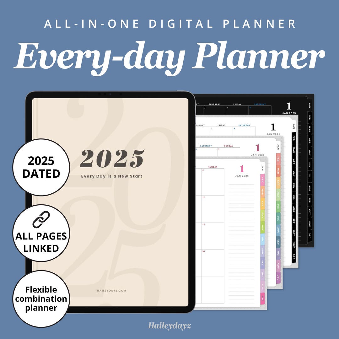 2025 Goodnotes DATED Planner / Digital Planner / Dark Mode Planner ...