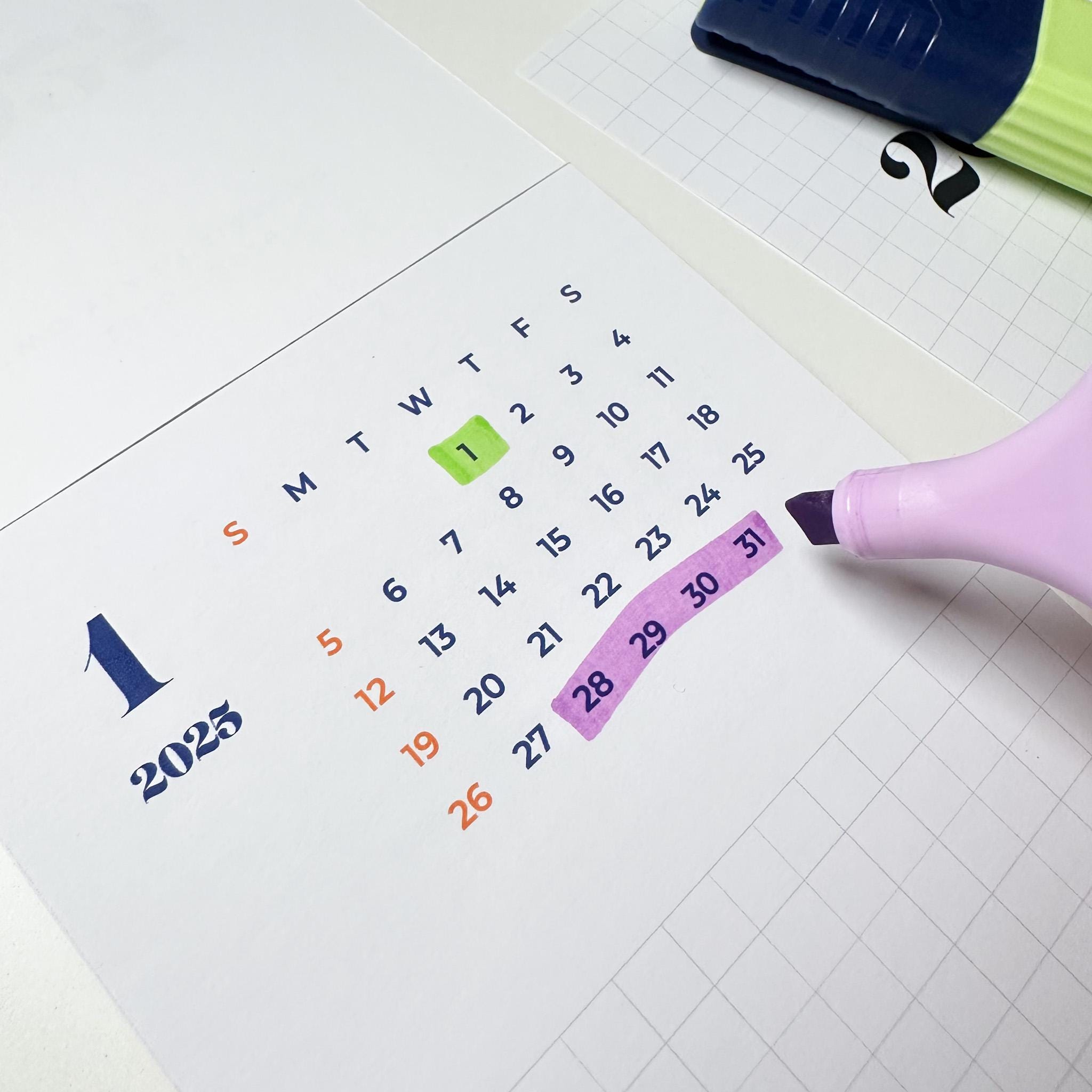 2025 Desk Calendar With Wood Stand 2025-2026 - Etsy