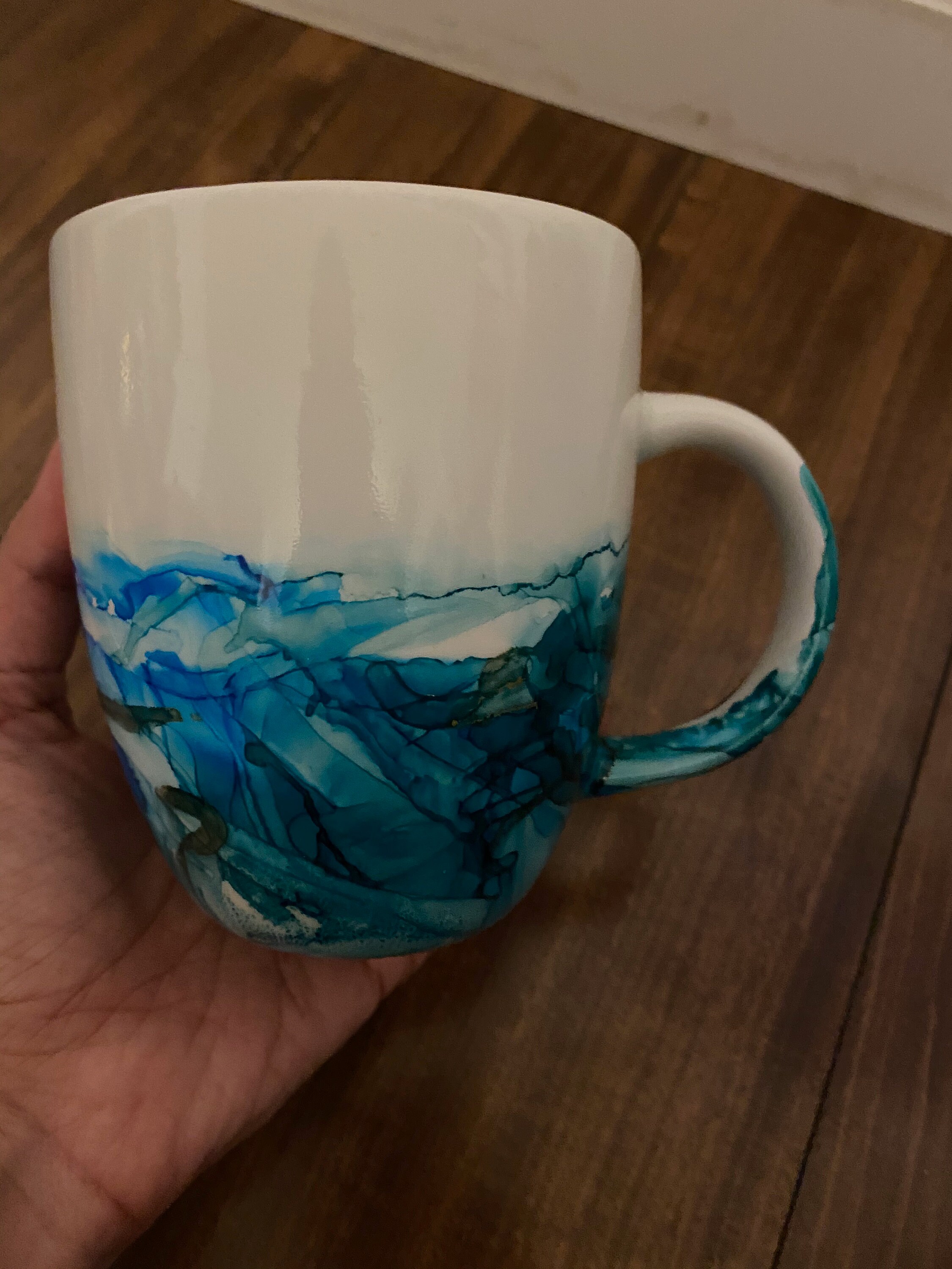 Alcohol Ink Mug Custom Blue and Green Mug Hand Painted Mug - Etsy