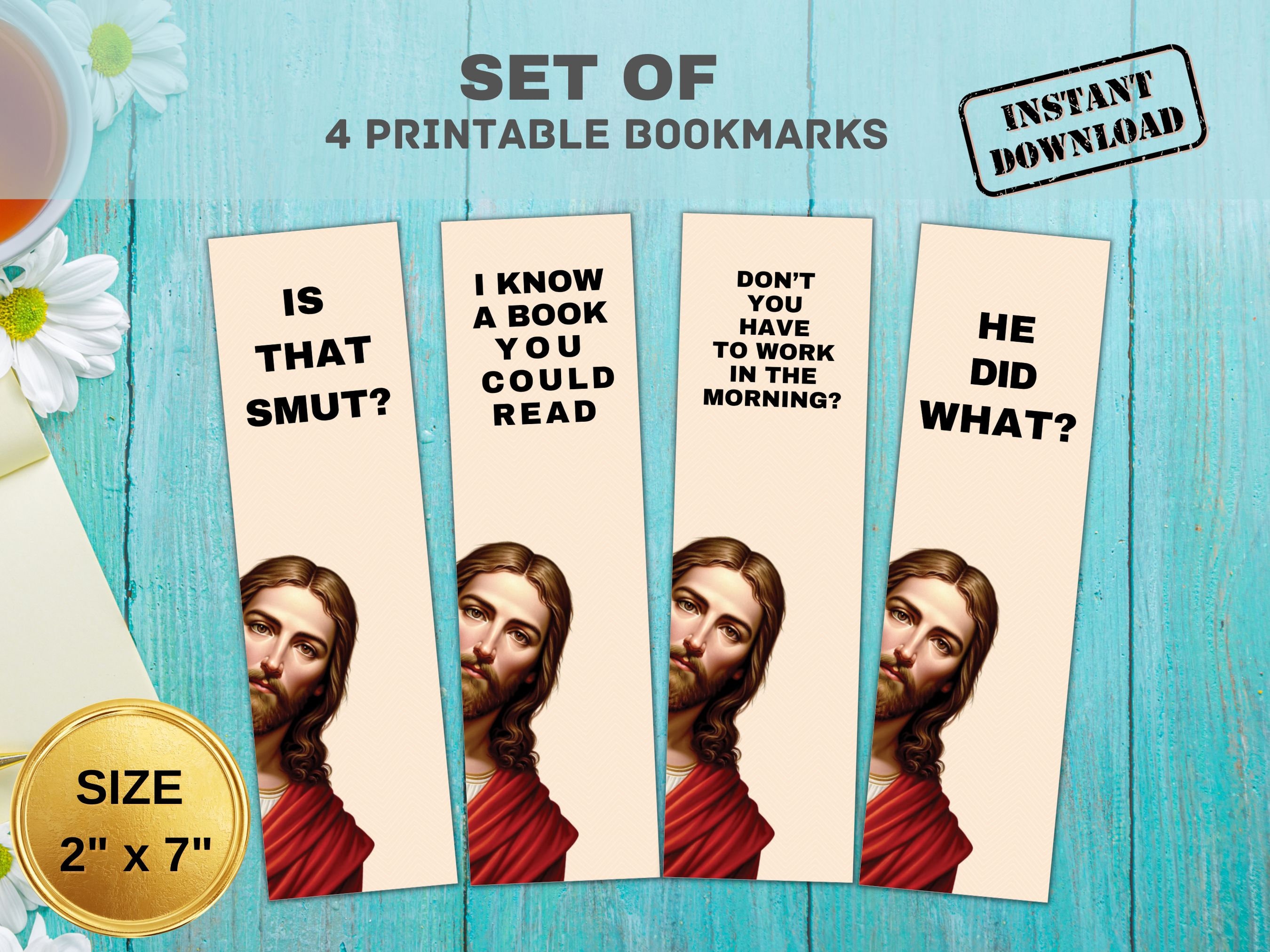4 Funny Bookmarks Jesus is Watching You Read Printable Bookmarks Unique ...