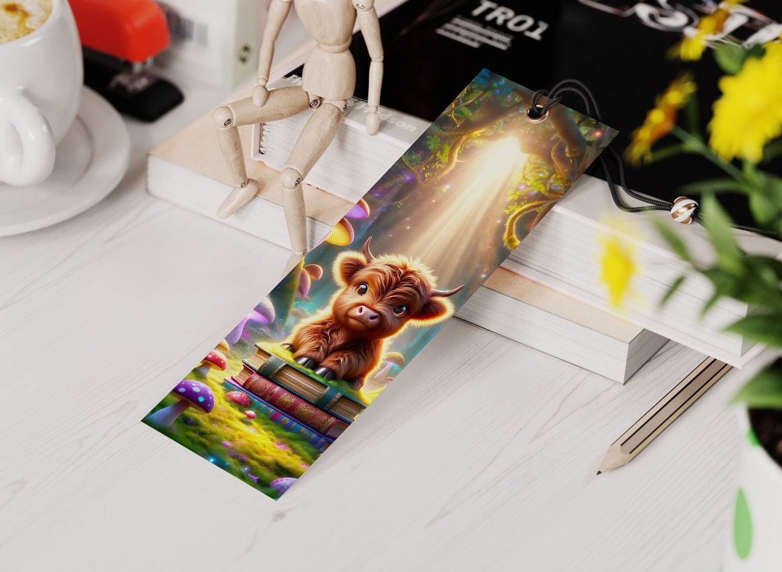 4 Cute Highland Cow Bookmarks Digital Printable Bookmarks Set of 4 PNG ...