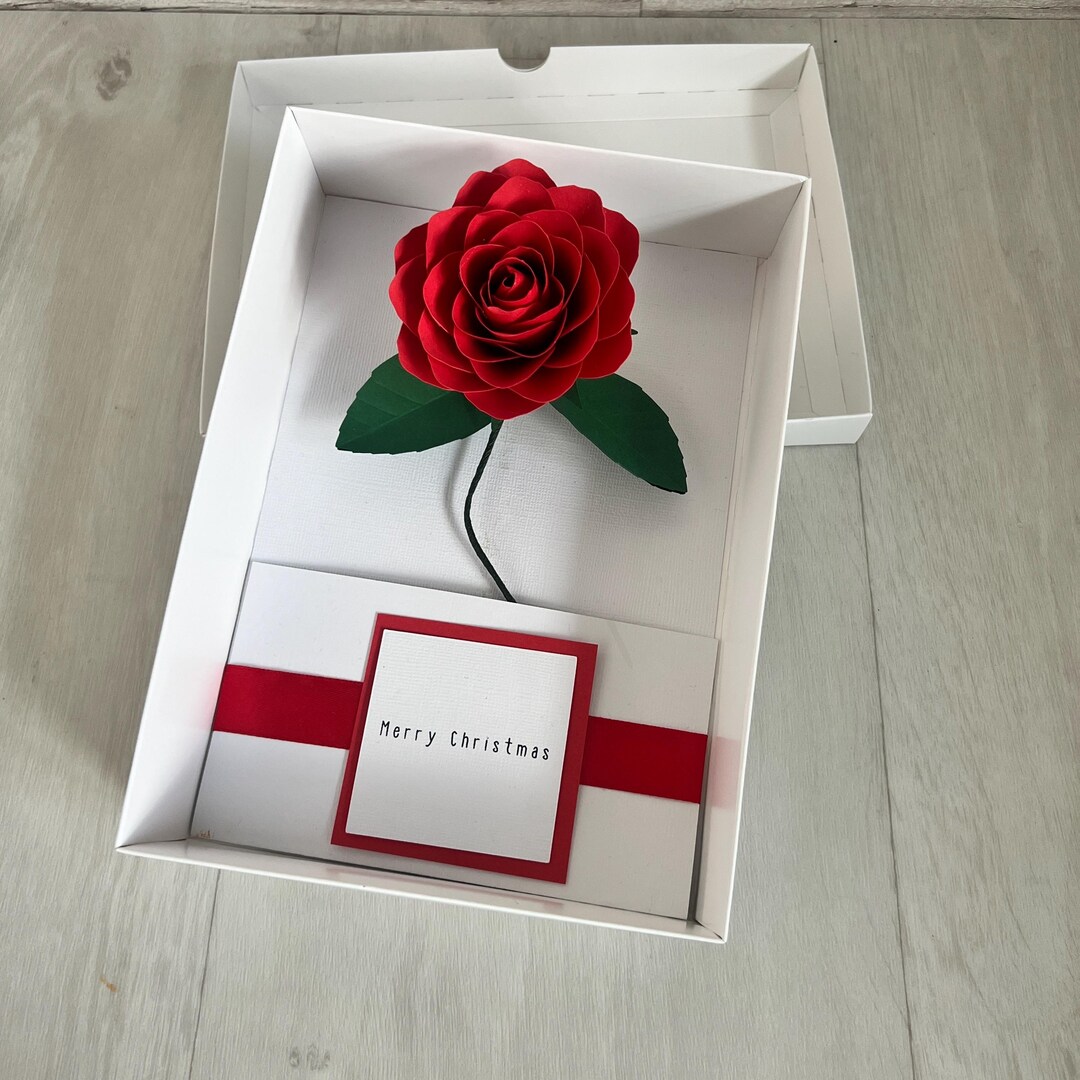 Made to Order Rose 3D Paper Flower Card, Merry Christmas, Seasons ...