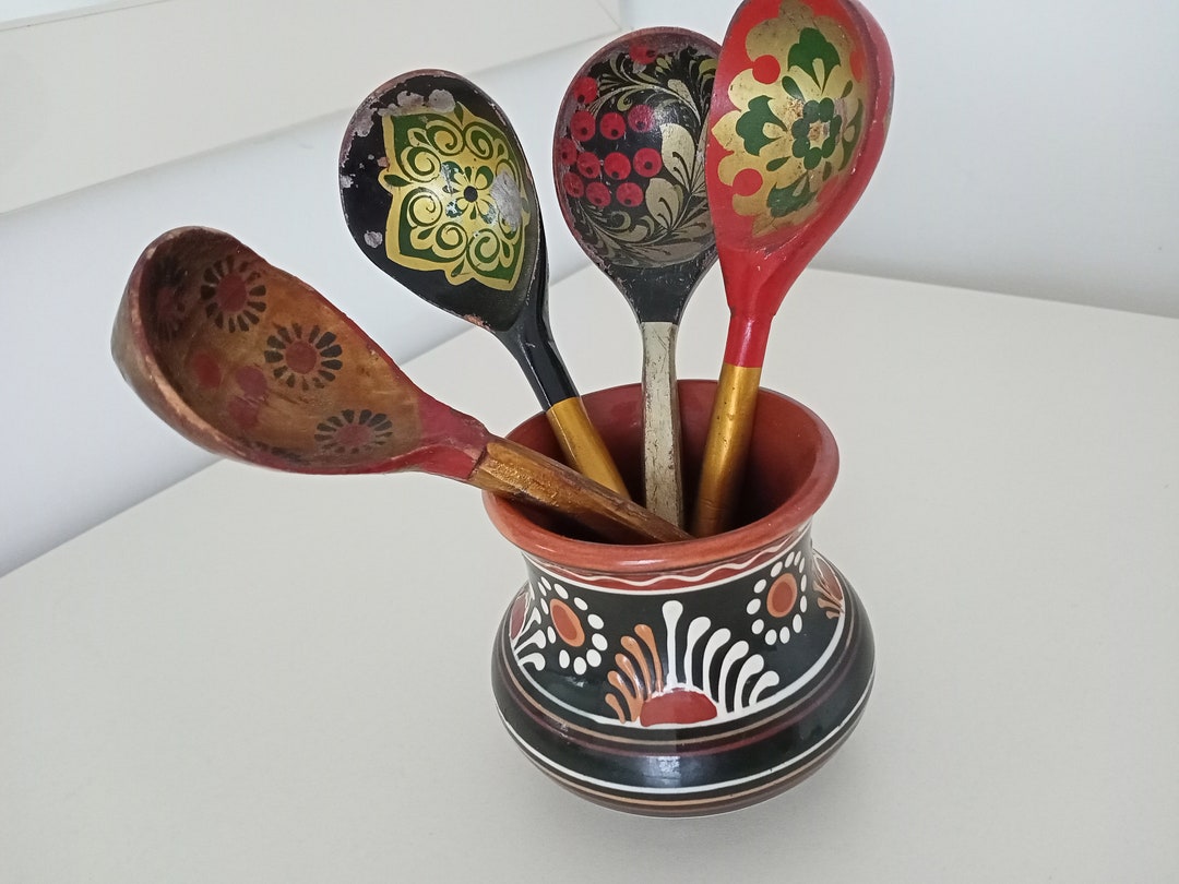 Dishes Antique for Decor Kitchen Spoons Wood Antique Vase - Etsy