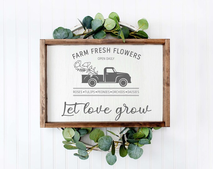 Fresh Flower Market Sign SVG Cut File for Spring Season in Rustic Home ...