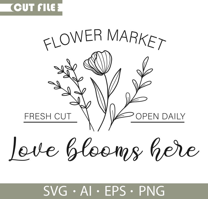 Fresh Flower Market Sign SVG Spring Design Farmhouse Style | Etsy