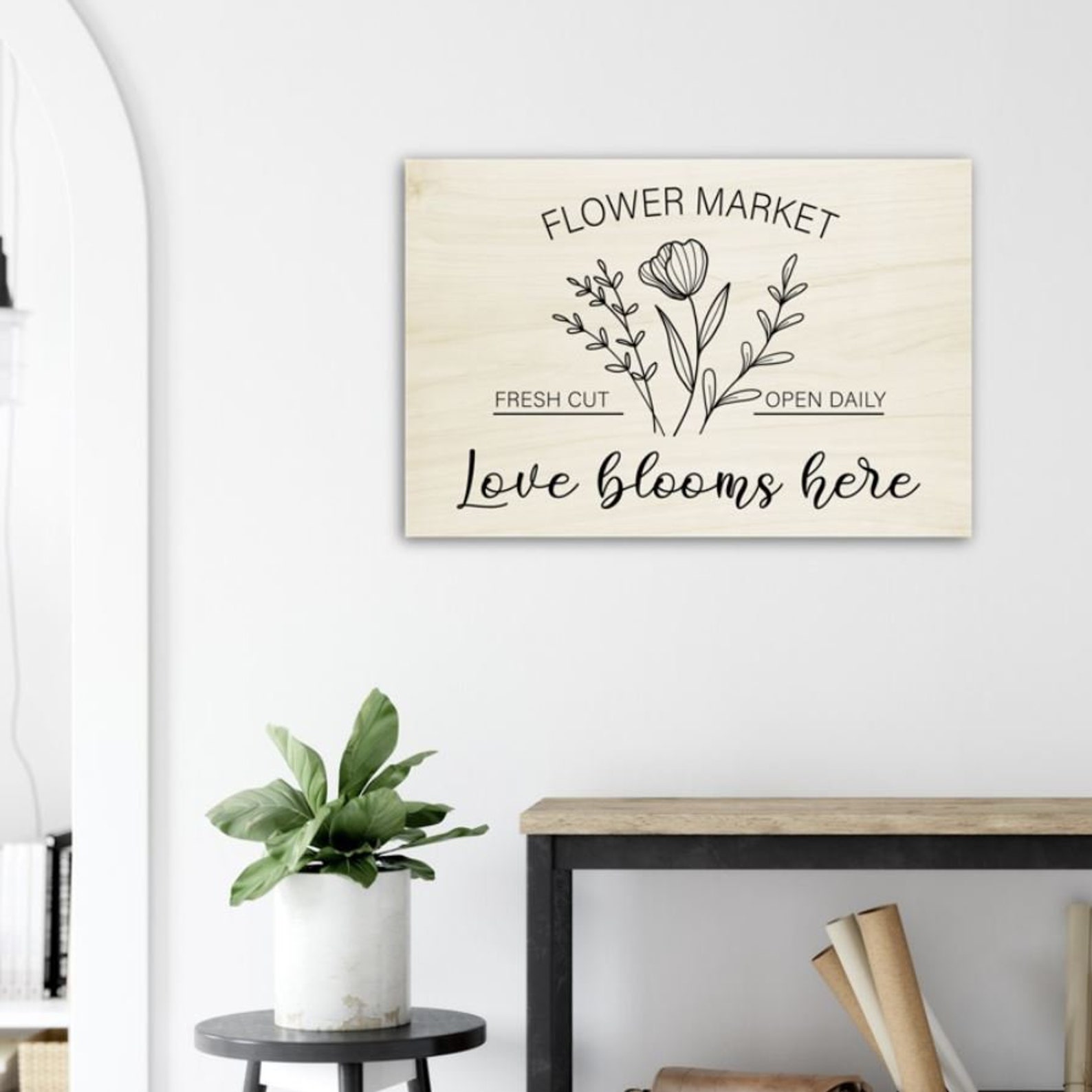 Fresh Flower Market Sign SVG, Spring Design, Farmhouse Style, Wall ...