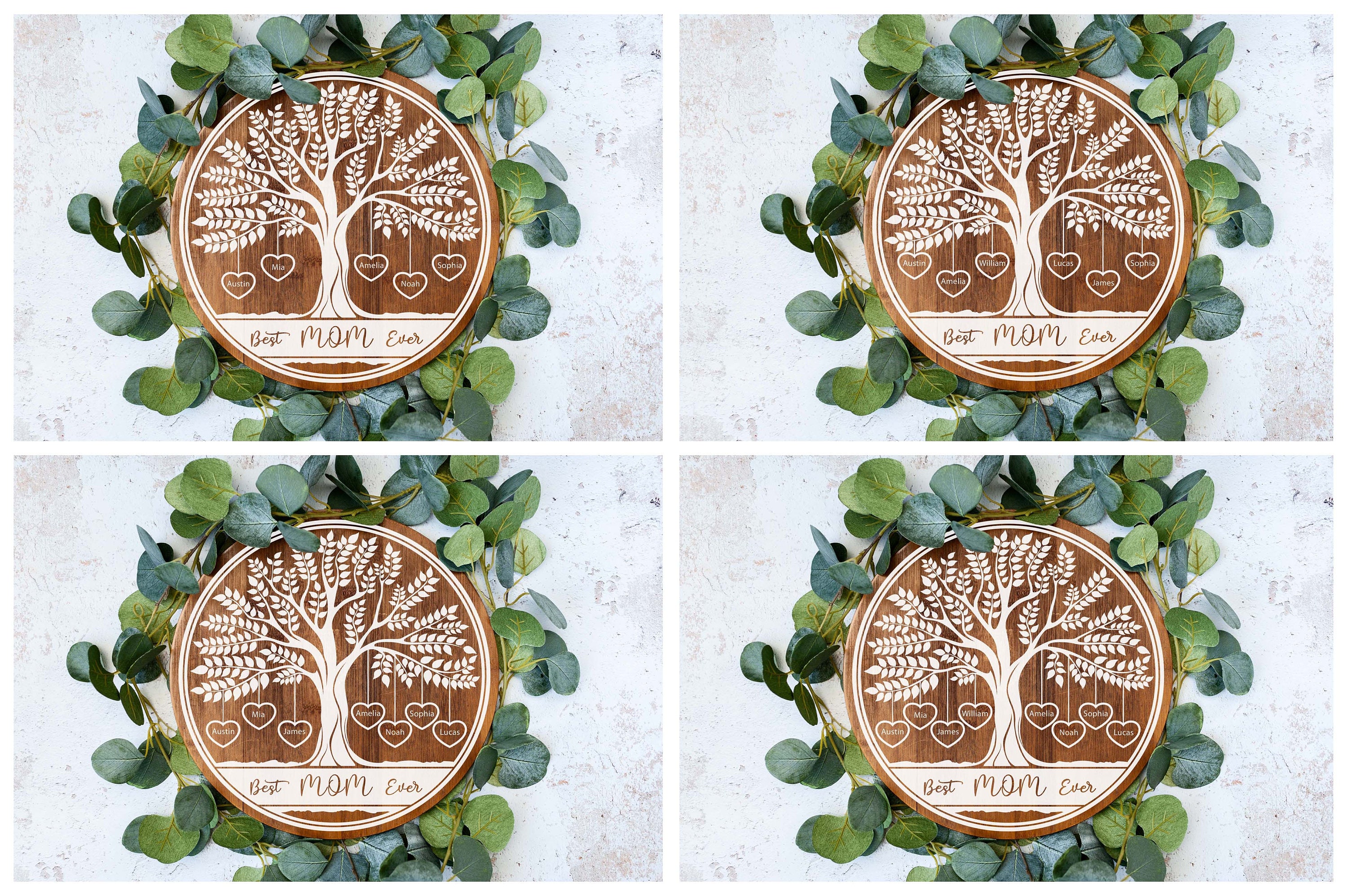 Best Mom Ever Svg Files, Kids Tree, Family Tree Svg Bundle 1-8 Members ...