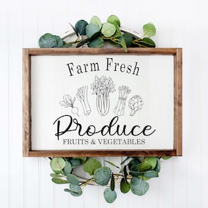 Farm Fresh Produce Fruits and Vegetables Sign SVG, Farmhouse Style ...