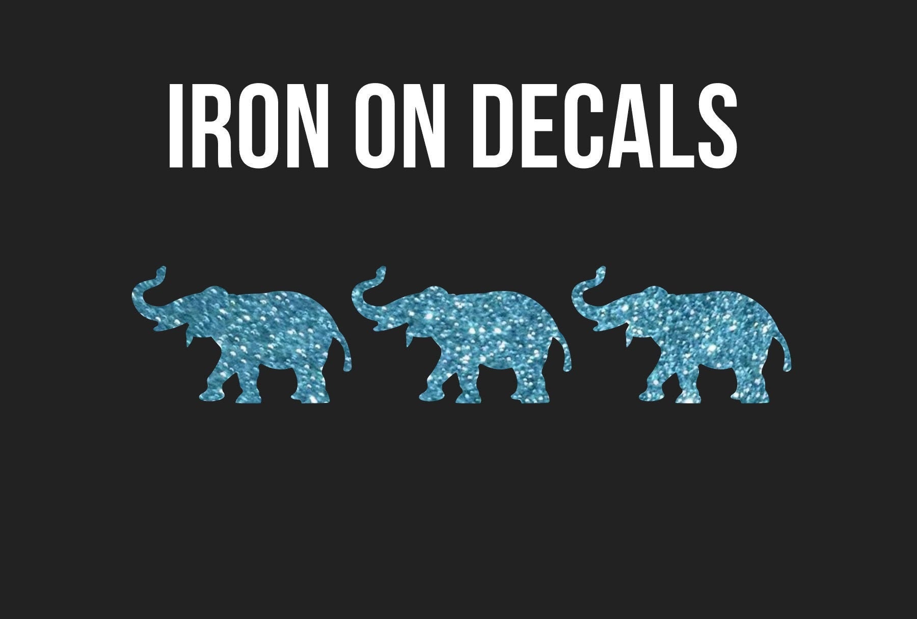 Set of 3 elephants iron on elephant glitter applique animals | Etsy