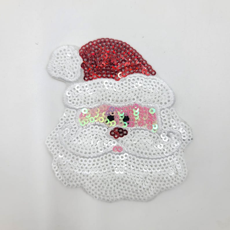 Mini Sequin Santa Patch – Festive Sparkle in Every Stitch! - Etsy