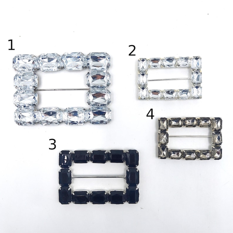 Silver and Black Rhinestone Buckles - Etsy