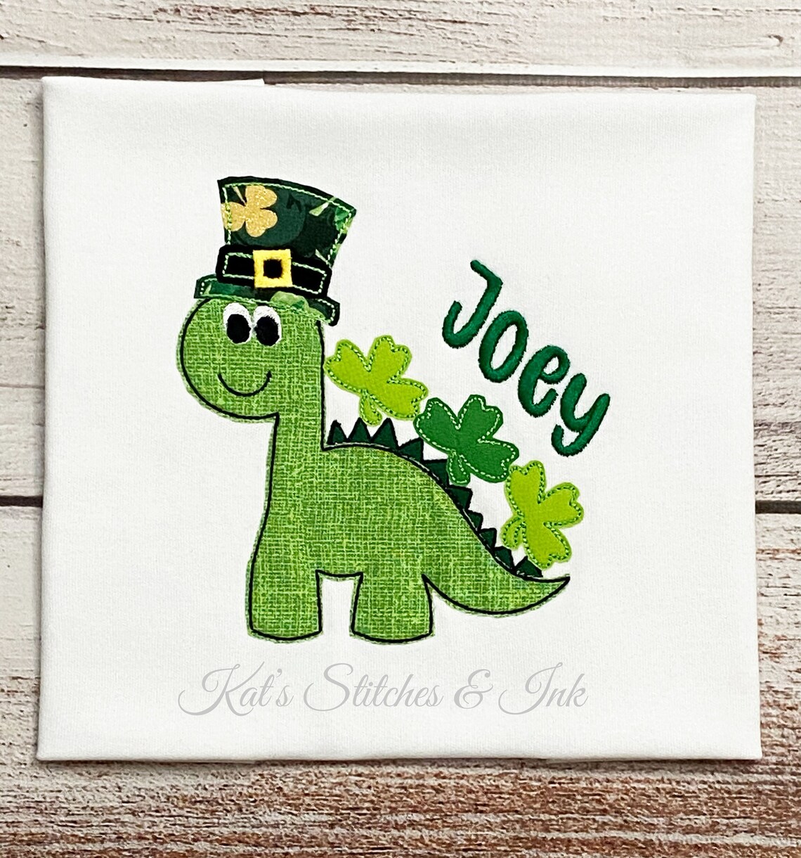 Personalized Boy St. Patrick's Day Embroidered Dino Shirt - Etsy