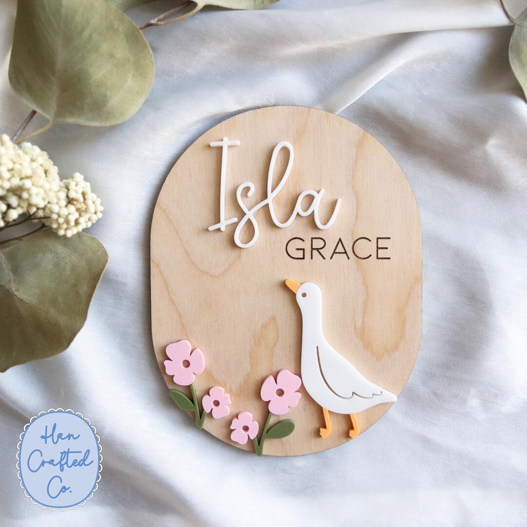 Duck Nursery Name Announcement | Newborn Name Sign | Duck Baby Name ...