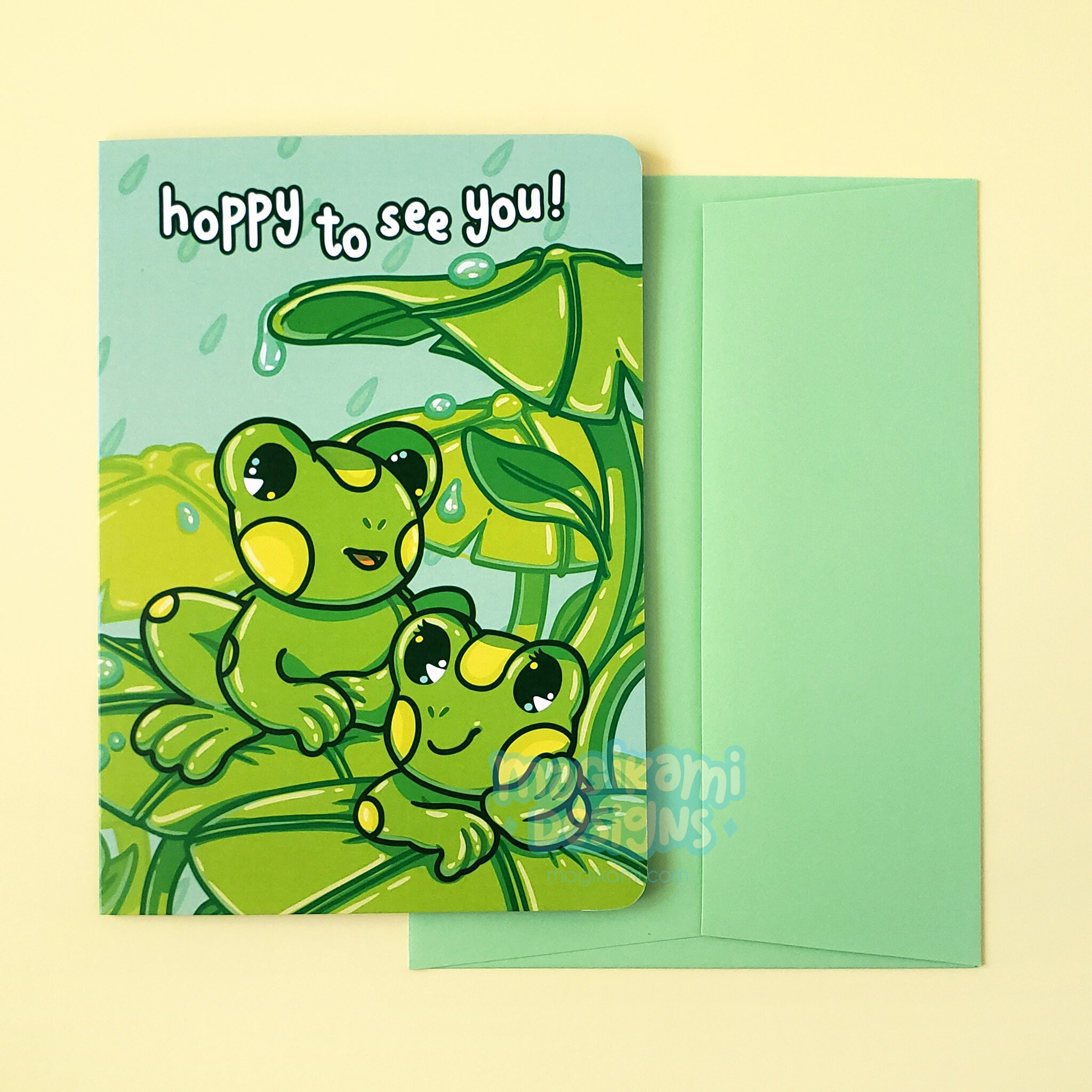 Kawaii Frog Card for Froggy Lovers Cute Rainy Day Greeting - Etsy UK