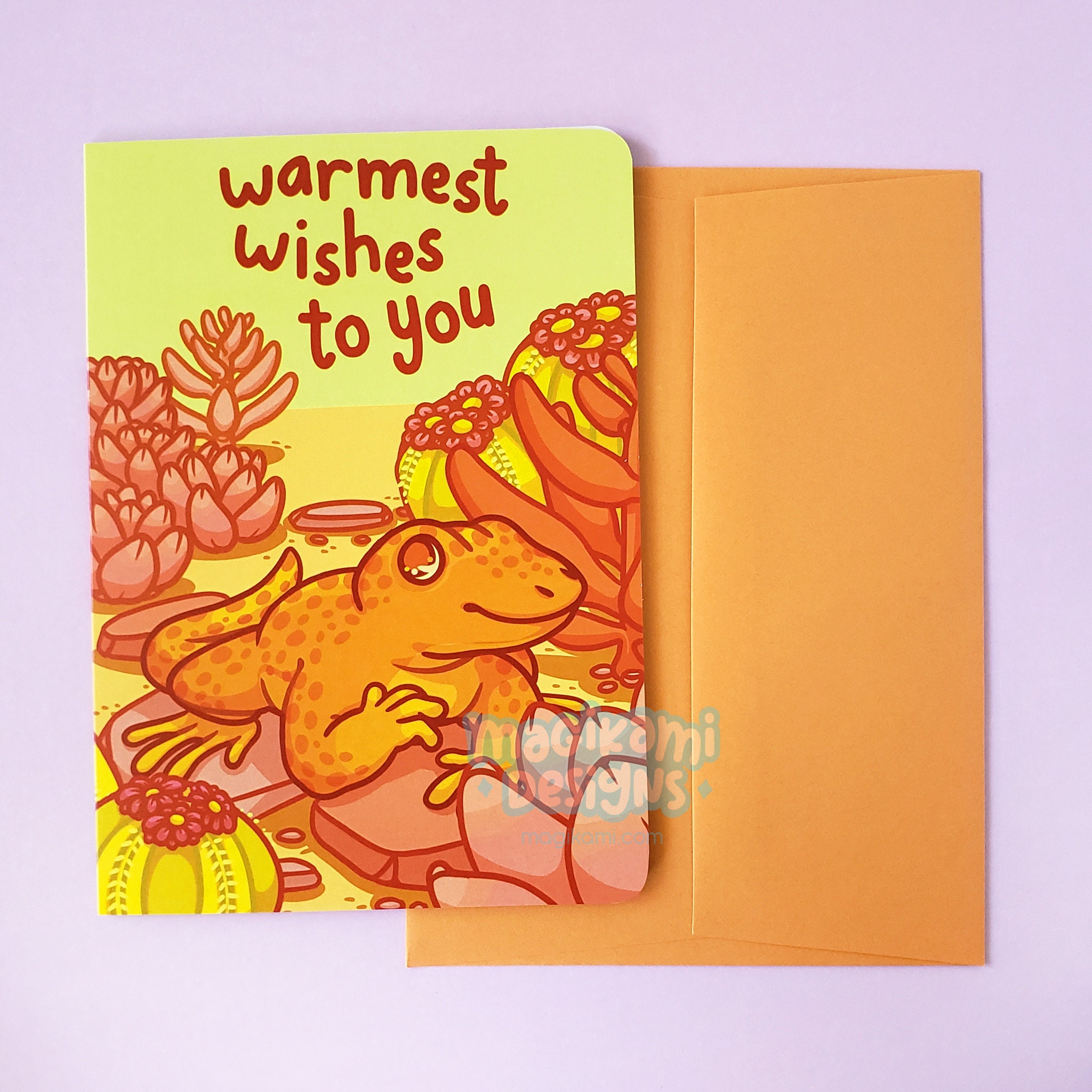 Kawaii Lizard Greeting Card for Lizard Lovers | Cute Desert Themed Card ...