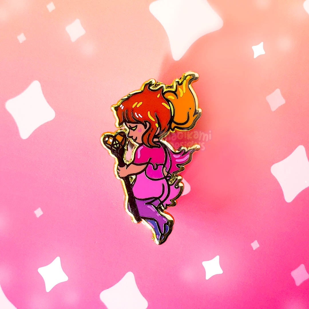 Kawaii Flame Princess Sprite Hard Enamel Pin | Ember the Flame Empress ...