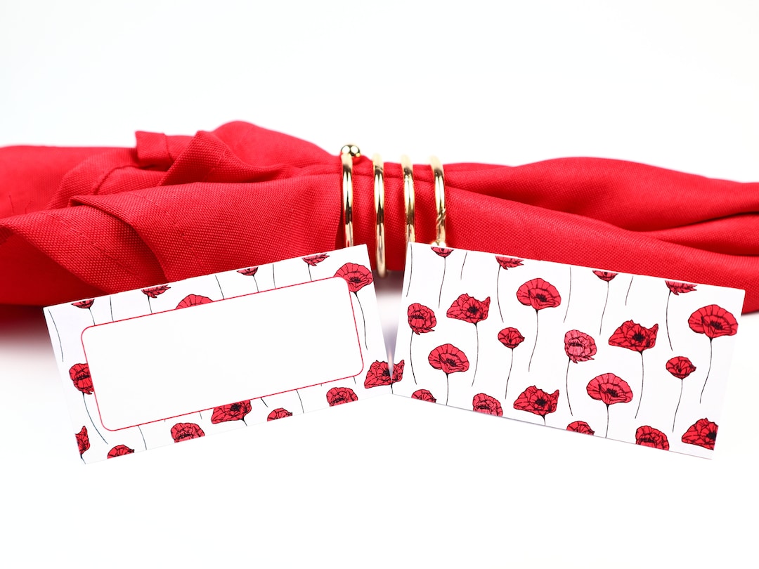 Name Place Card, Remembrance Poppy, Guest Seating Arrangement, Table ...
