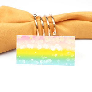 Name Place Card, Marbled Rainbow Table Setting, Guest Seating ...