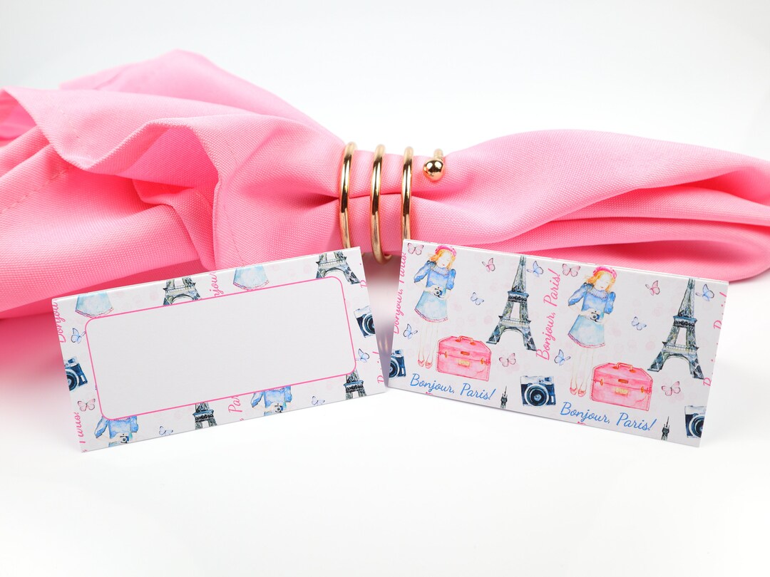 Bonjour Paris Name Place Card, Eiffel Tower Table Setting, Guest ...