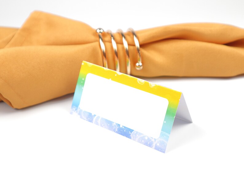 Name Place Card, Marbled Rainbow Table Setting, Guest Seating ...