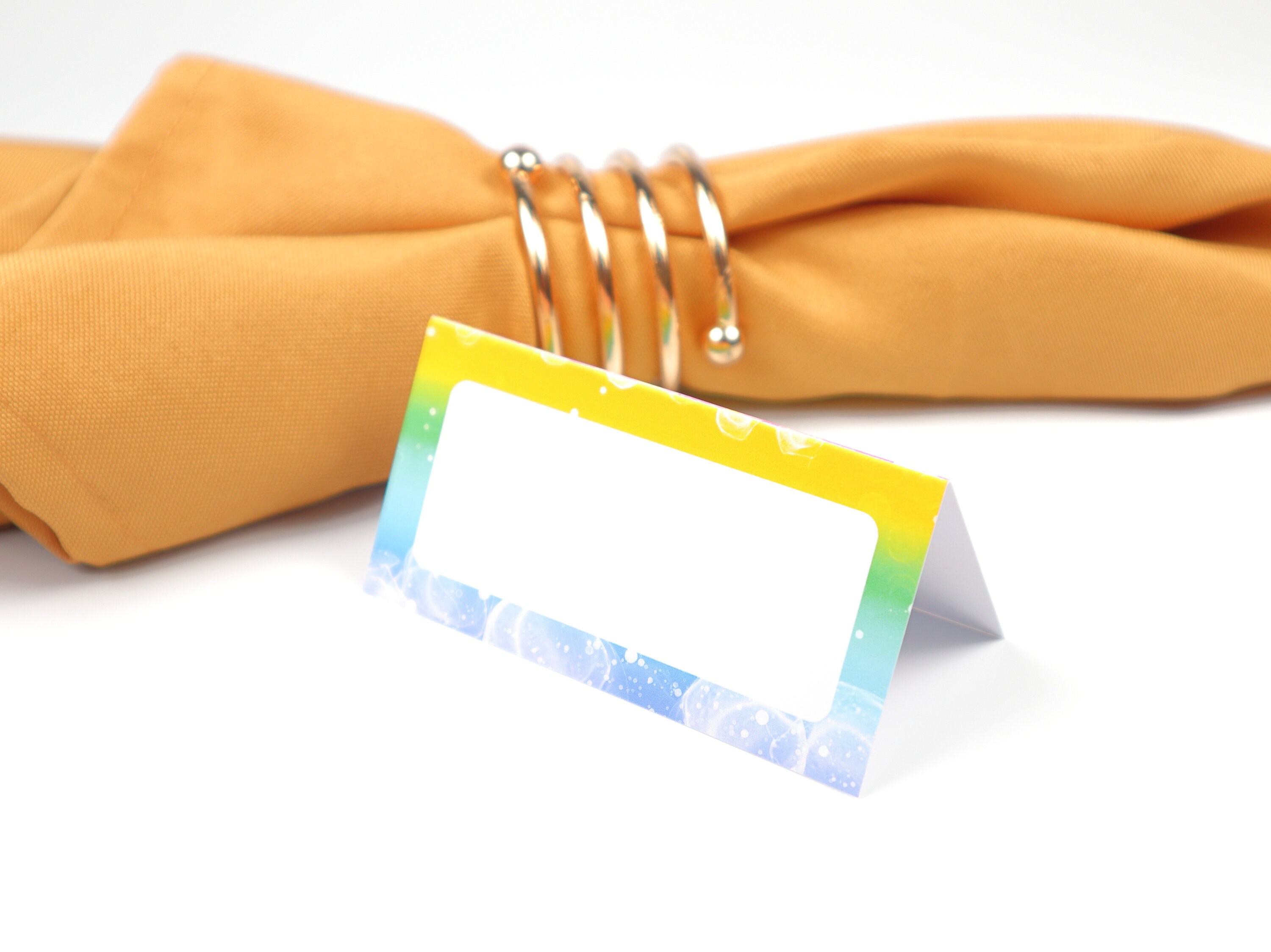 Name Place Card, Marbled Rainbow Table Setting, Guest Seating ...