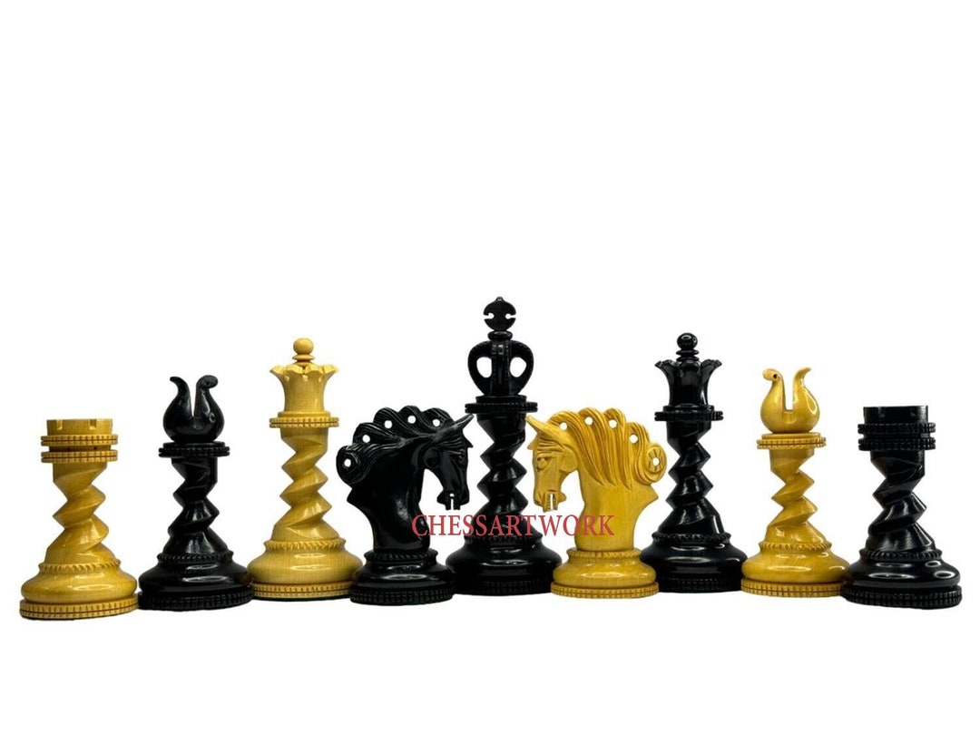 Twisted Artisan Luxury Chess Pieces Triple Weighted Ebony Wood ...