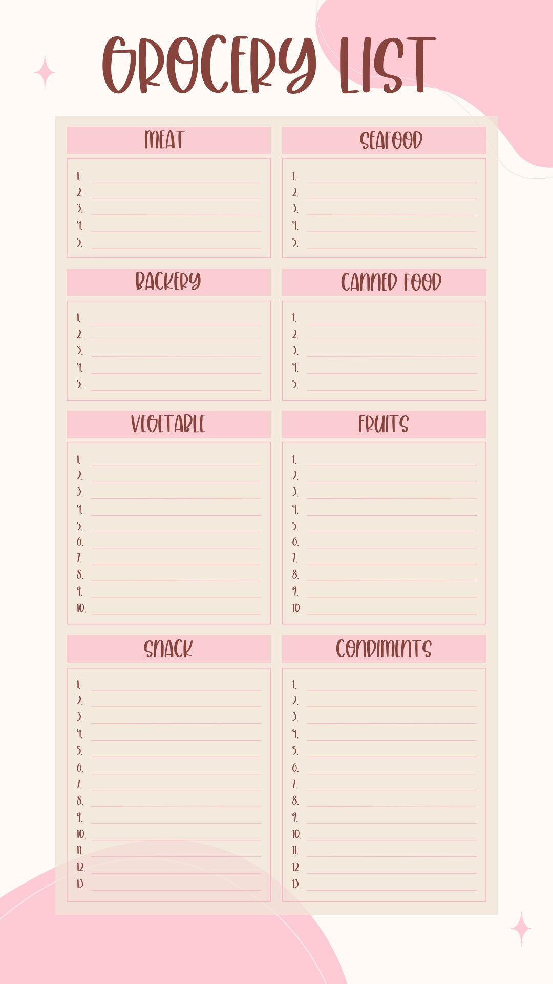 Grocery List Digital Copy - Etsy