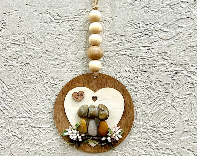 Best Friends Rock Pebble Art Decor Ornament With Wood Bead Hanging ...