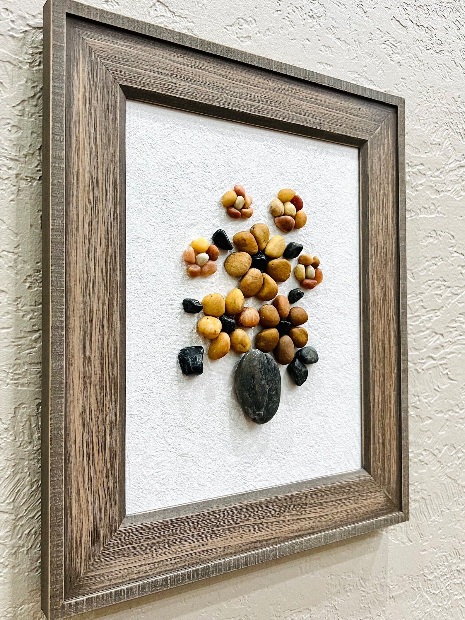 Bouquet of Flowers in a Vase Rock Art, One-of-a-kind on Texture Canvas ...