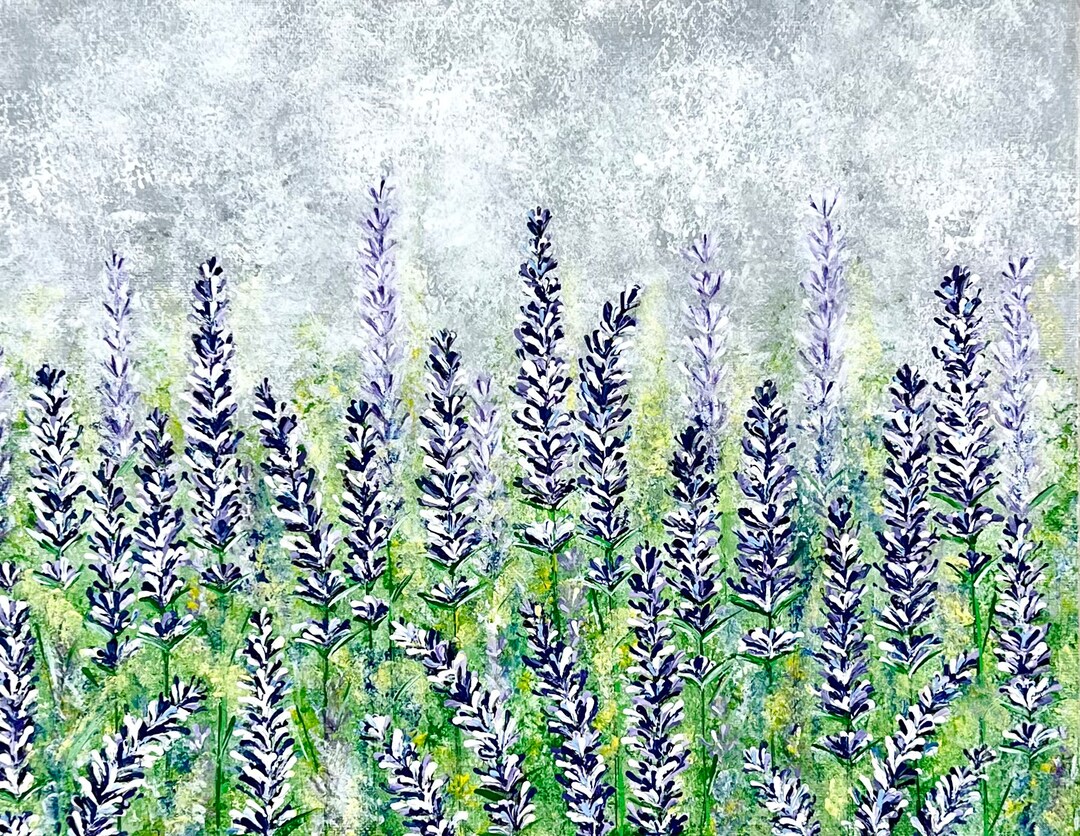 Lavender Field, Original Acrylic Painting, Abstract Lavender Flowers ...
