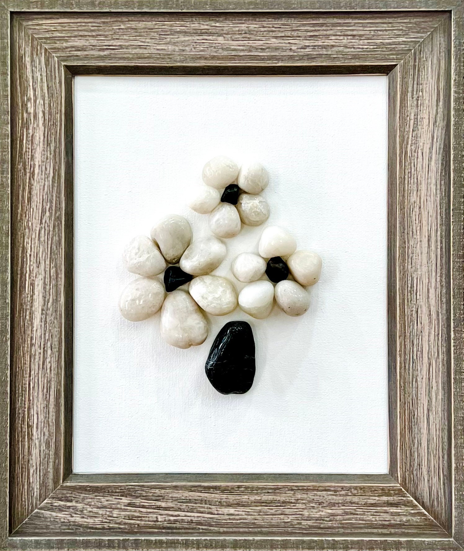 Flowers in a Vase Rock Pebble Art in Rustic Wood Framing, One-of-a-kind ...