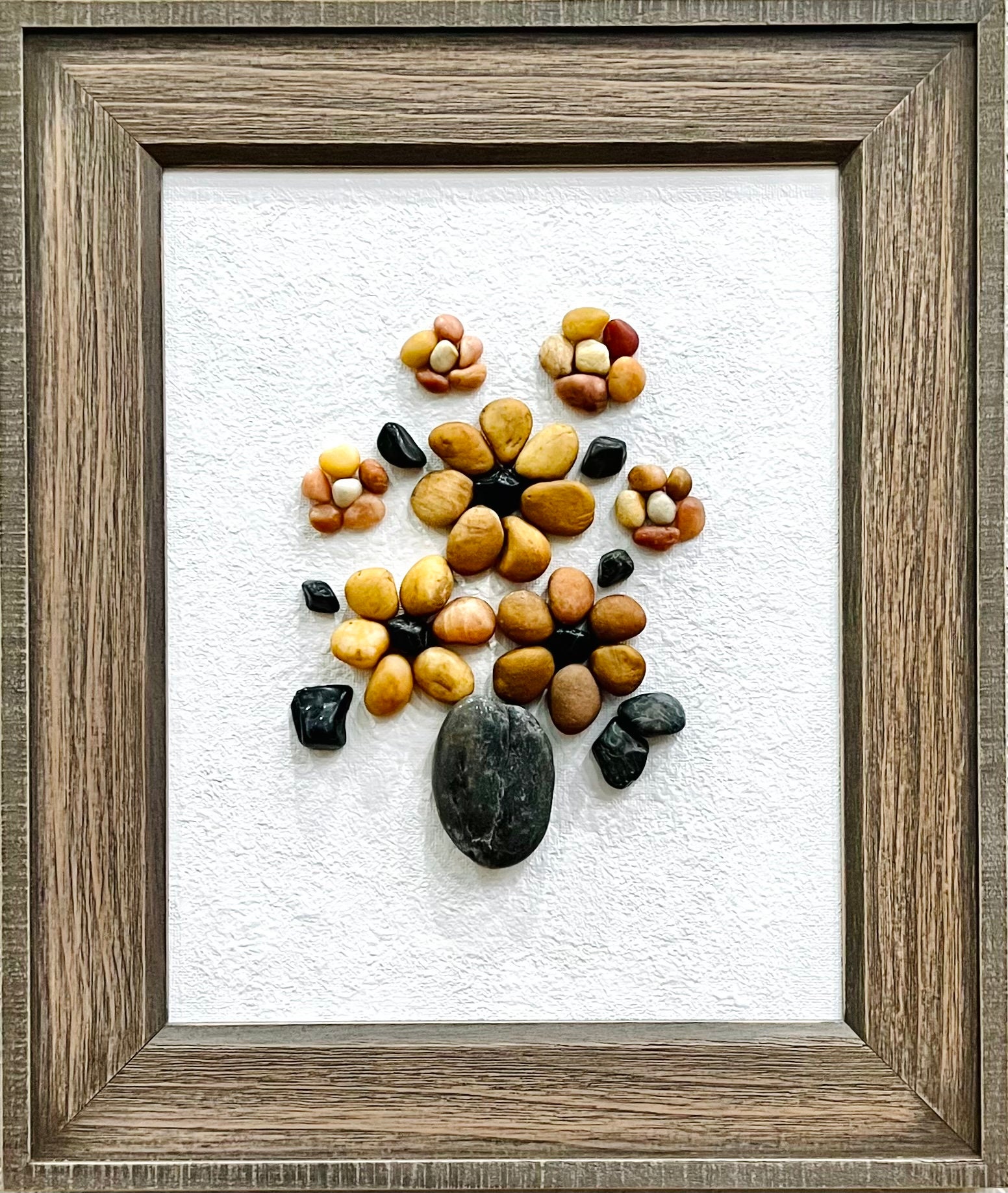 Bouquet of Flowers in a Vase Rock Art, One-of-a-kind on Texture Canvas ...