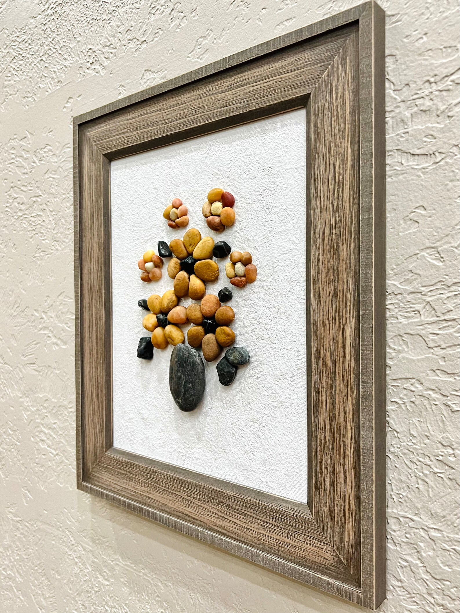 Bouquet of Flowers in a Vase Rock Art, One-of-a-kind on Texture Canvas ...