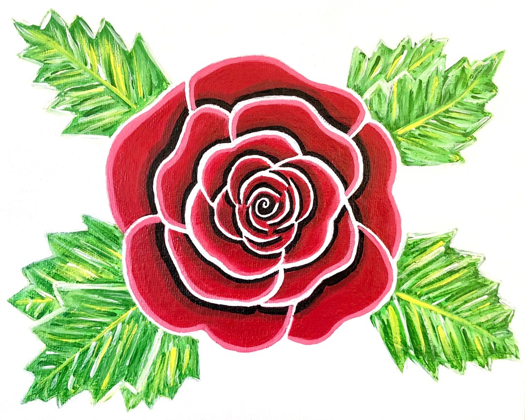 Original Red Rose Flower Abstract Acrylic Painting. Flower Painting on ...