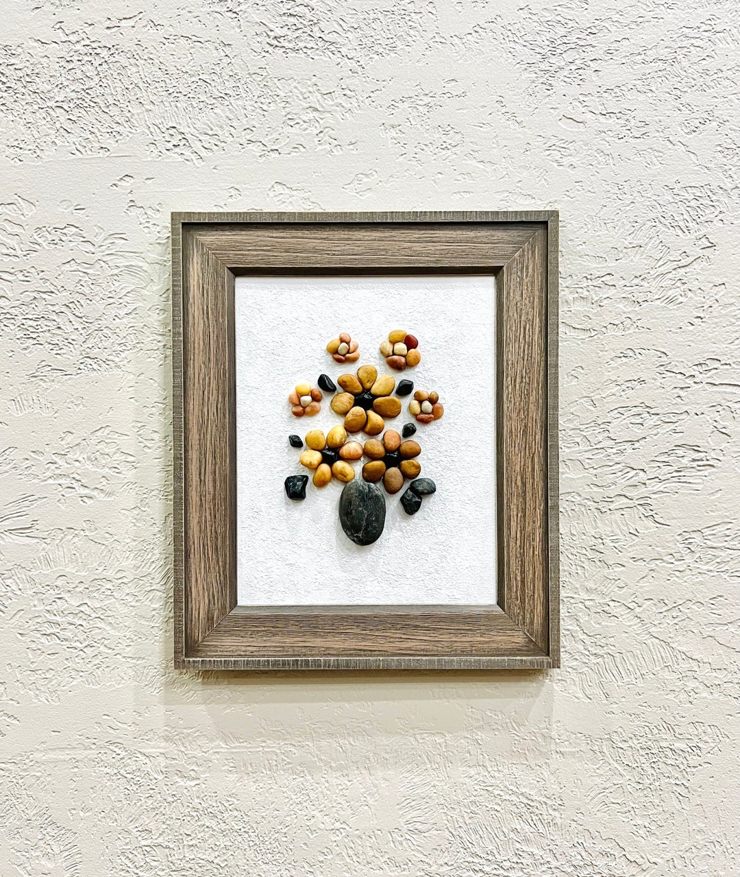 Bouquet of Flowers in a Vase Rock Art, One-of-a-kind on Texture Canvas ...